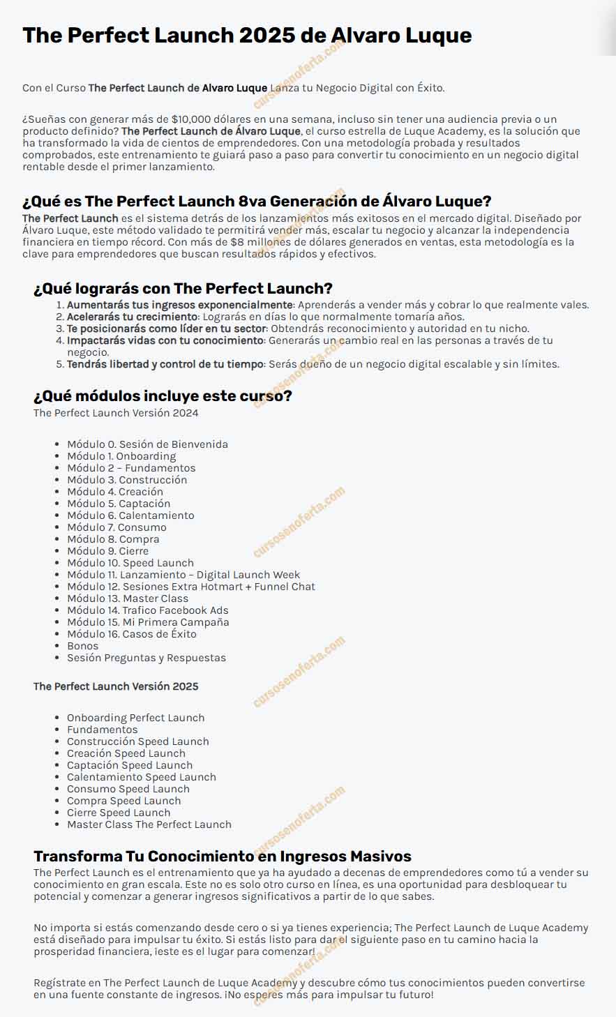 The Perfect Launch 2025 - cursosenoferta.com